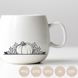 Pumpkin Border Svg File, Fall Leaves Cut File, Split Monogram Png ...