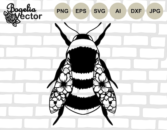 Bee Svg File Bee Cut File Floral Wings Bee Svg for Shirts | Etsy
