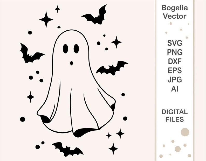 Ghost Svg Cut File Ghost With Bats Svg Halloween Svg Cute - Etsy