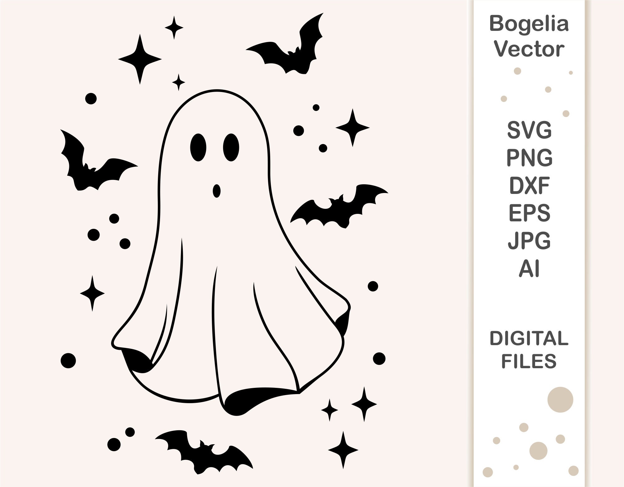 Ghost Svg Cut File Ghost With Bats Svg Halloween Svg Cute - Etsy UK