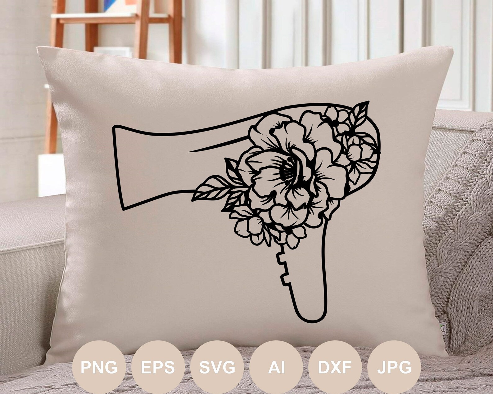 Floral Blow Dryer Svg Cut File Hairstylist Svg Designs Hair | Etsy