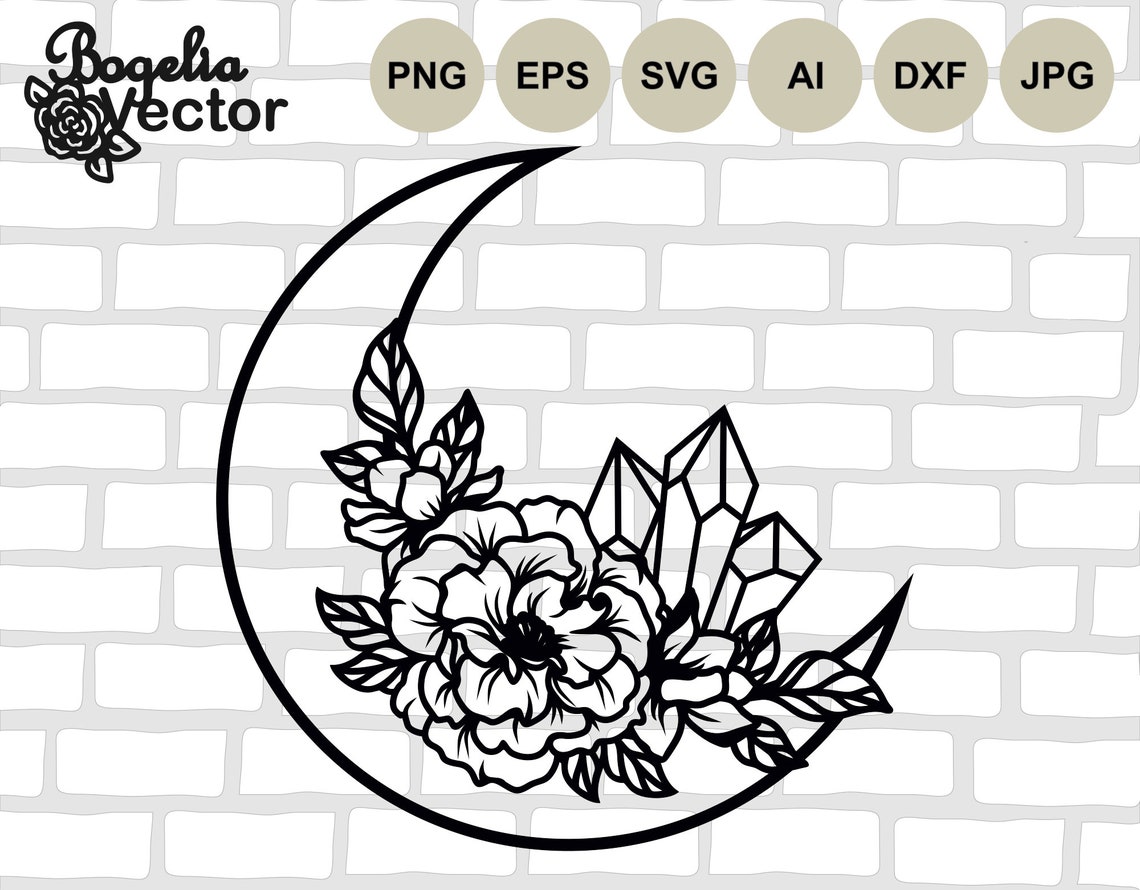 Mystical Svg Crystal Moon Svg Moon Cut File Magic Crystals - Etsy