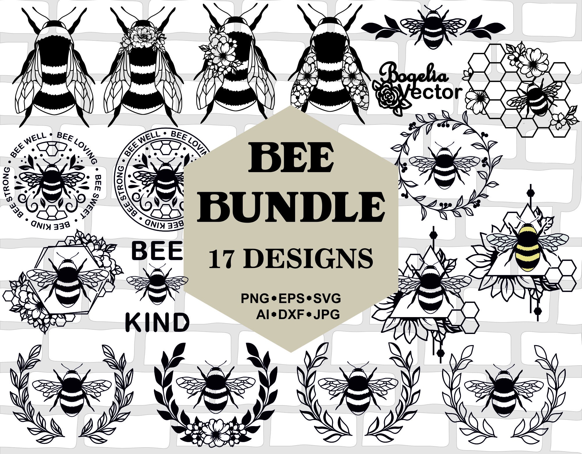 Bee Svg Bundle Cut File Honeybee Svg Honeycomb Bumblebee - Etsy