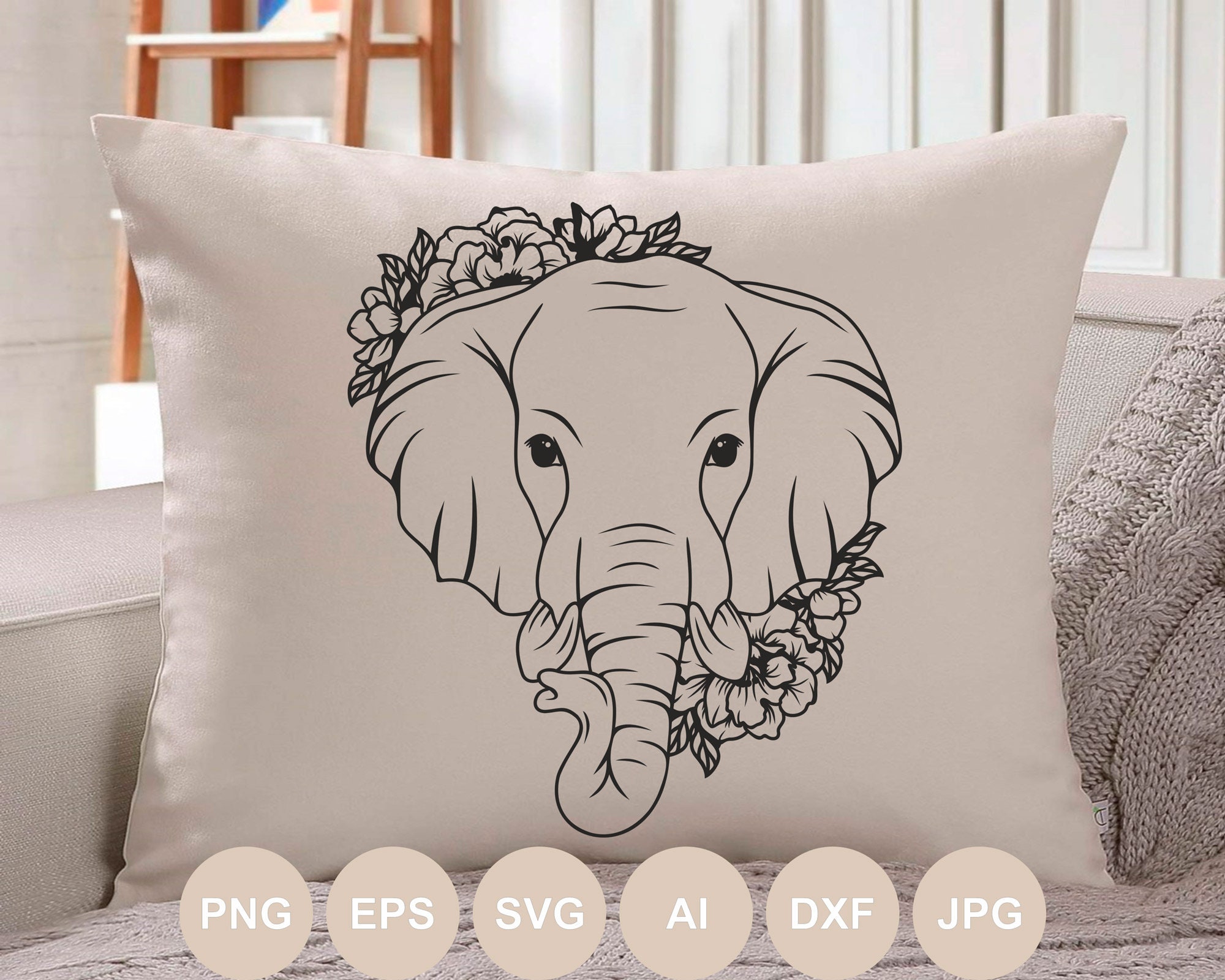 Elephant Svg File Elephant Cut File Elephant With Flowers - Etsy