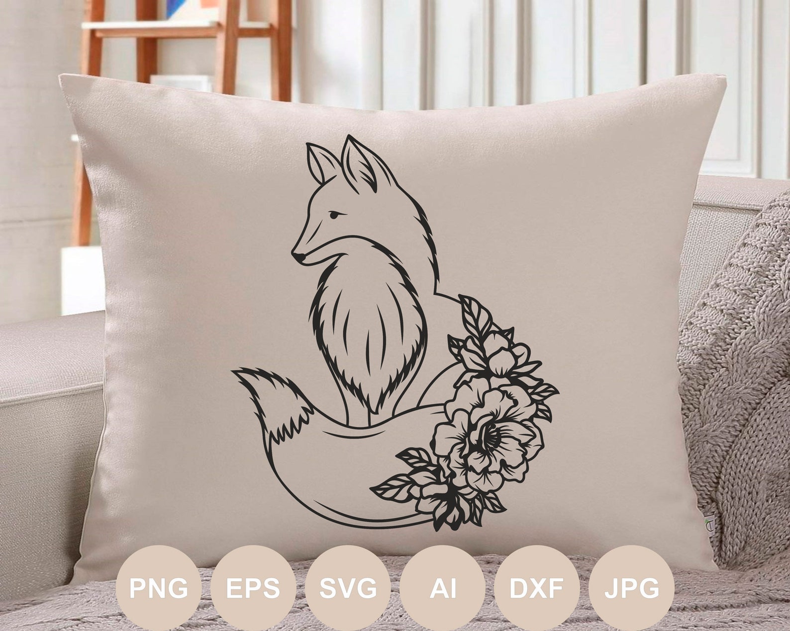 Fox Svg, Floral Fox Svg, Fox Cut File, Cute Animal Svg, Woodland ...