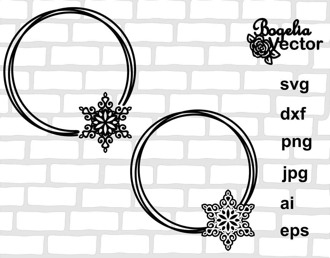 Christmas Frame Svg Snowflake Cut File Snowflake Svg Circle - Etsy