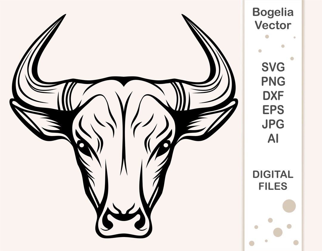 Bull Svg, Bull Cut File, Bull Head Svg for Shirt, Animal Face Svg ...