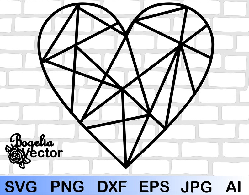 Geometric Heart Svg Heart Cut File Valentines Day - Etsy