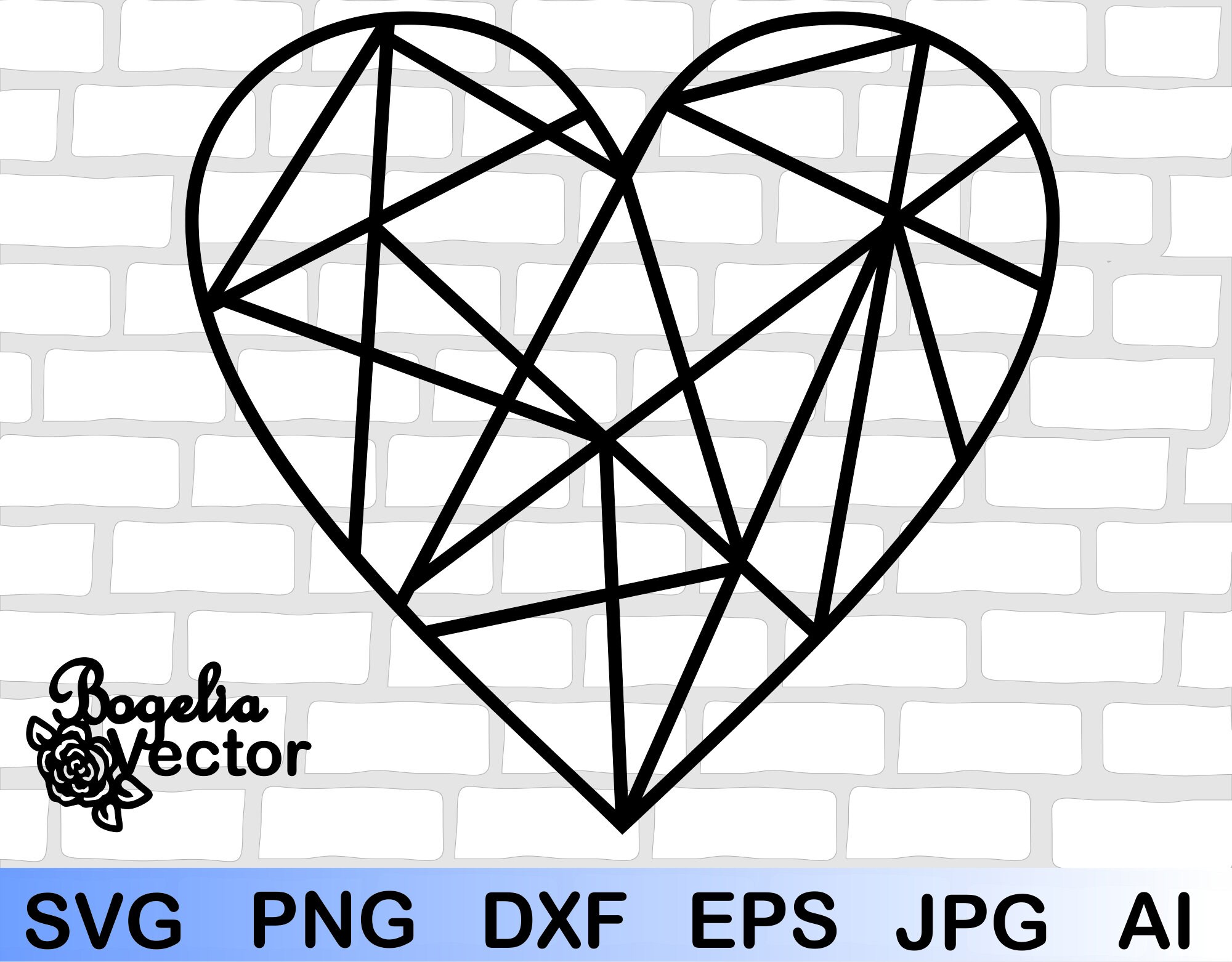 Corazón geométrico Svg Archivo de corte de corazón Día de - Etsy México