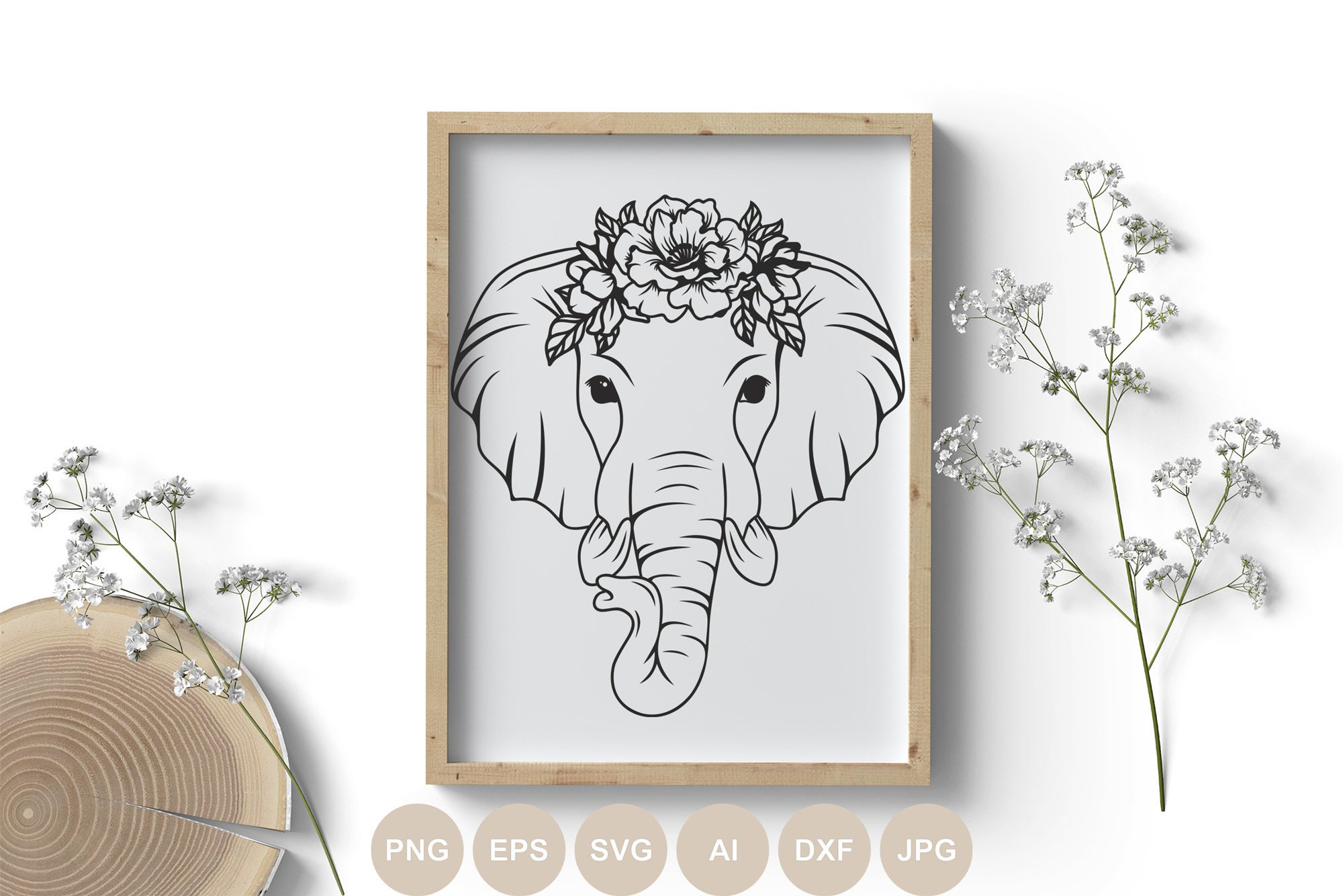 Floral Elephant Svg Elephant Cut File Wild Animal Svg - Etsy