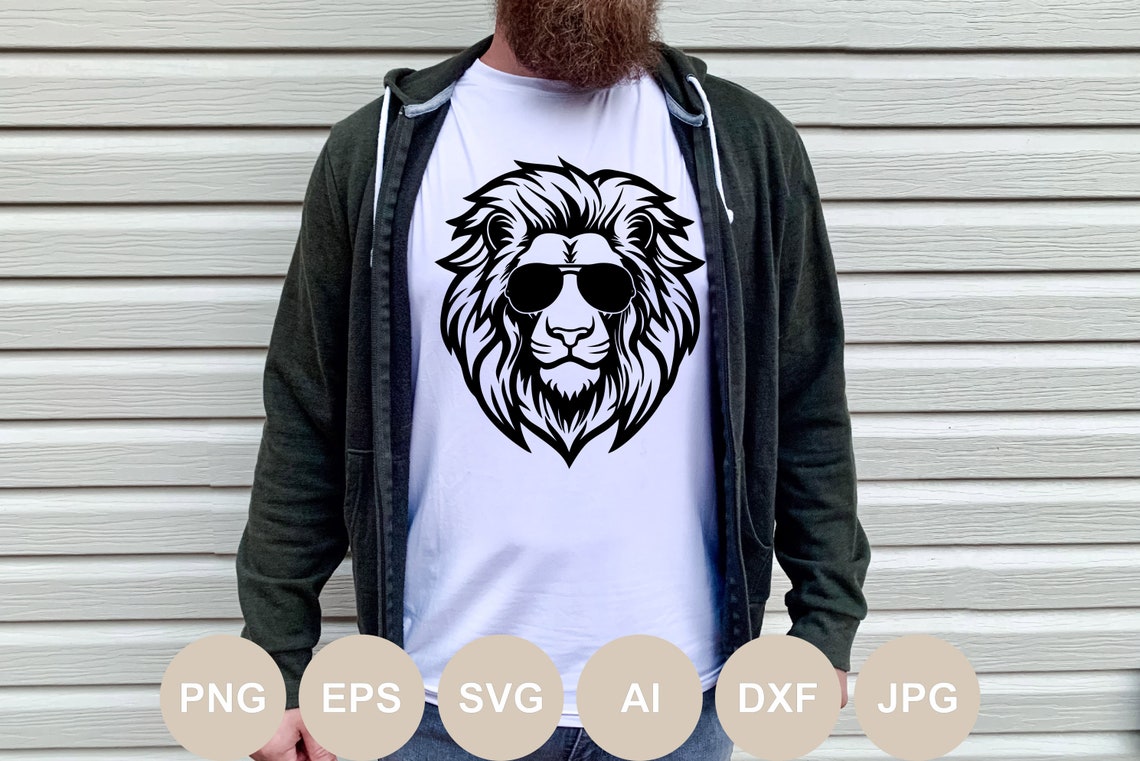 Lion Svg Cut File, Lion With Glasses Svg, Wild Animal Svg, Cricut ...