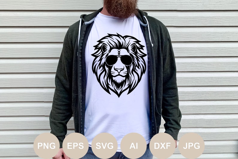 Lion Svg Cut File, Lion With Glasses Svg, Wild Animal Svg, Cricut ...
