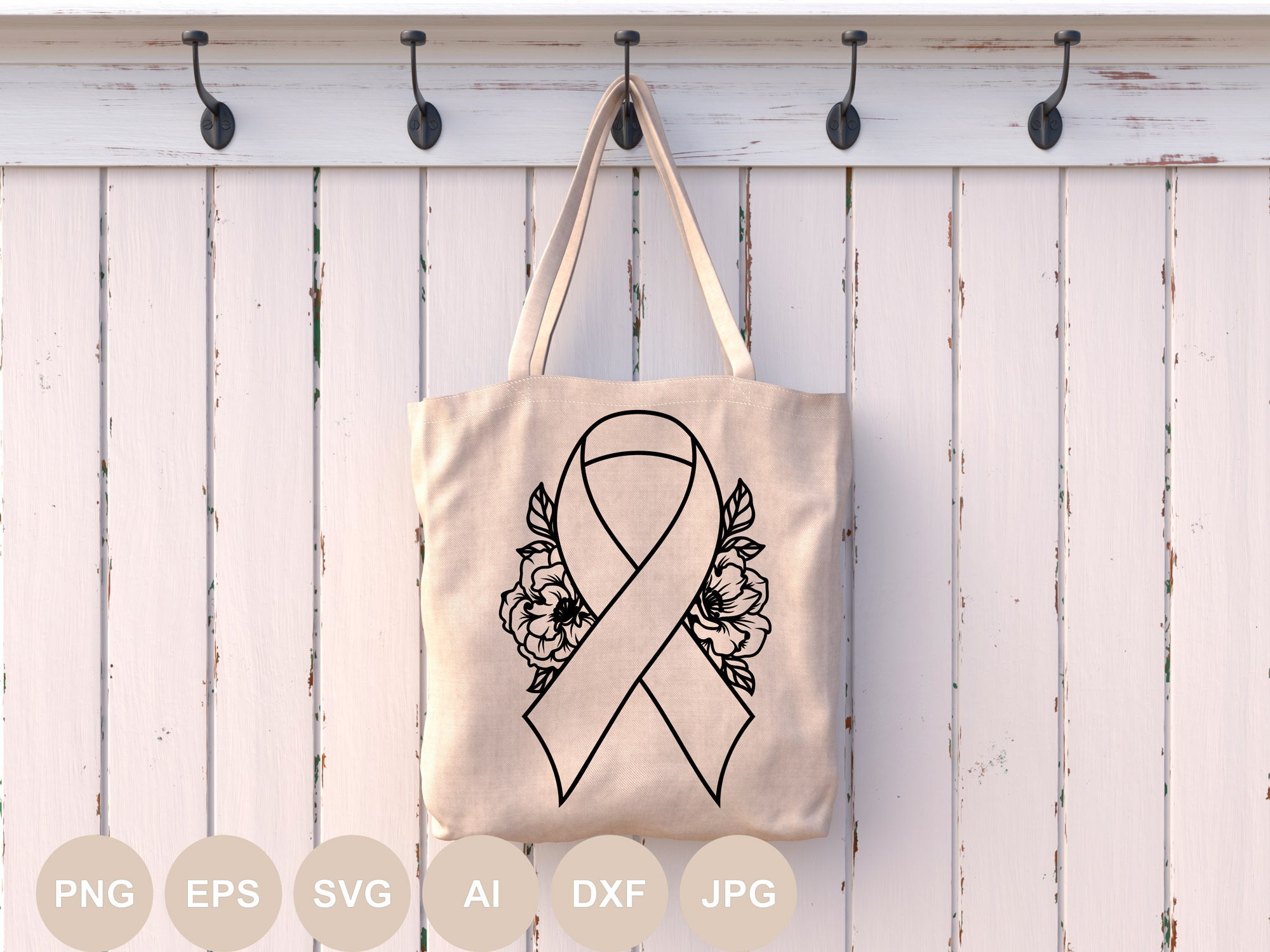 Floral Awareness Ribbon SVG, Breast Cancer Survivor Cut File (digital ...