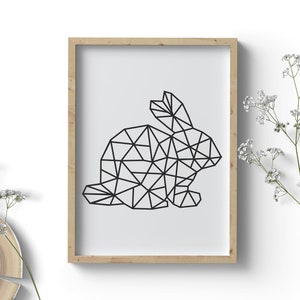 Bunny Polygonal Svg, Bunny Cut File, Rabbit Svg, Rabbit Cut File ...