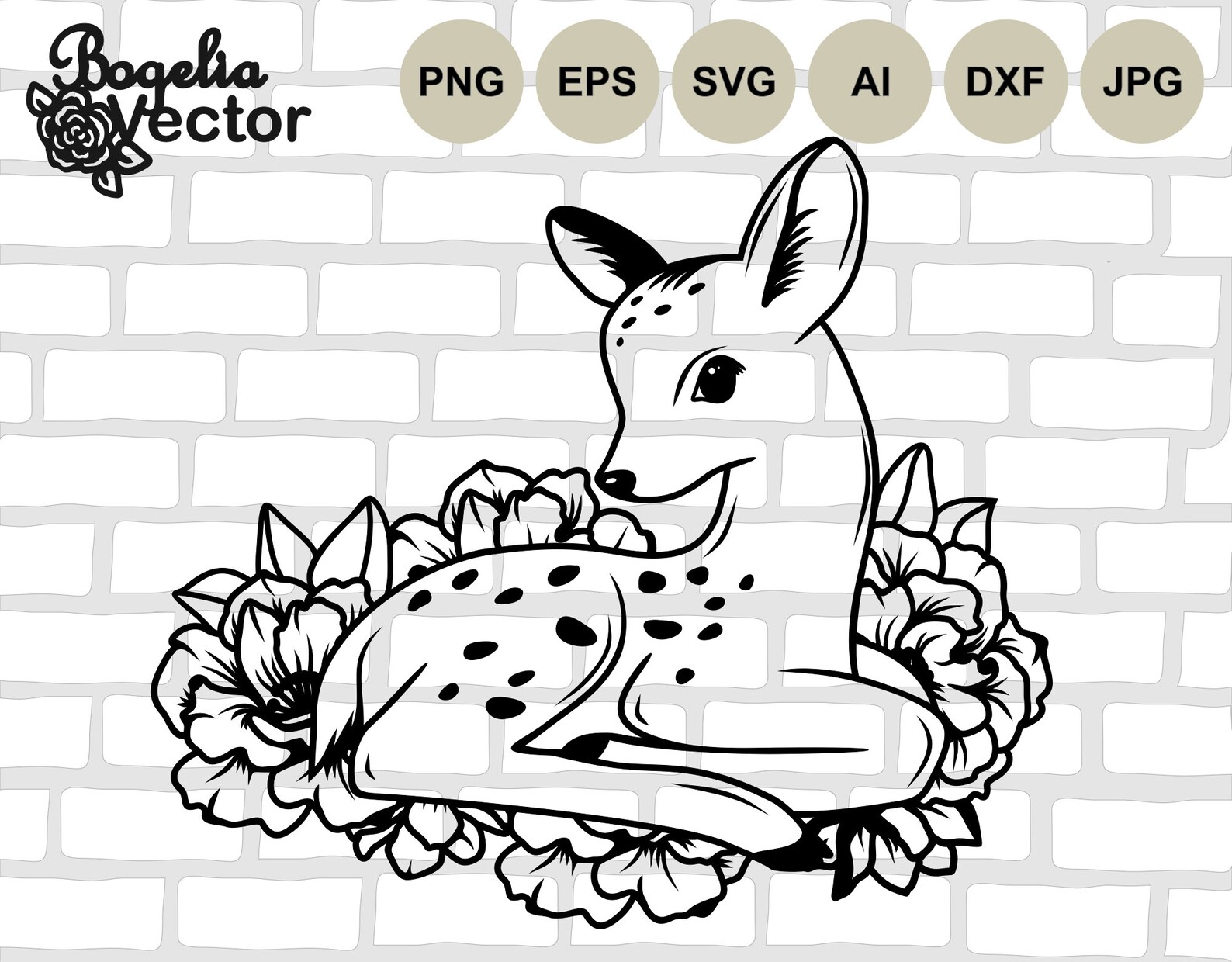 Floral Deer Svg Deer Cut File Deer With Flowers Svg | Etsy