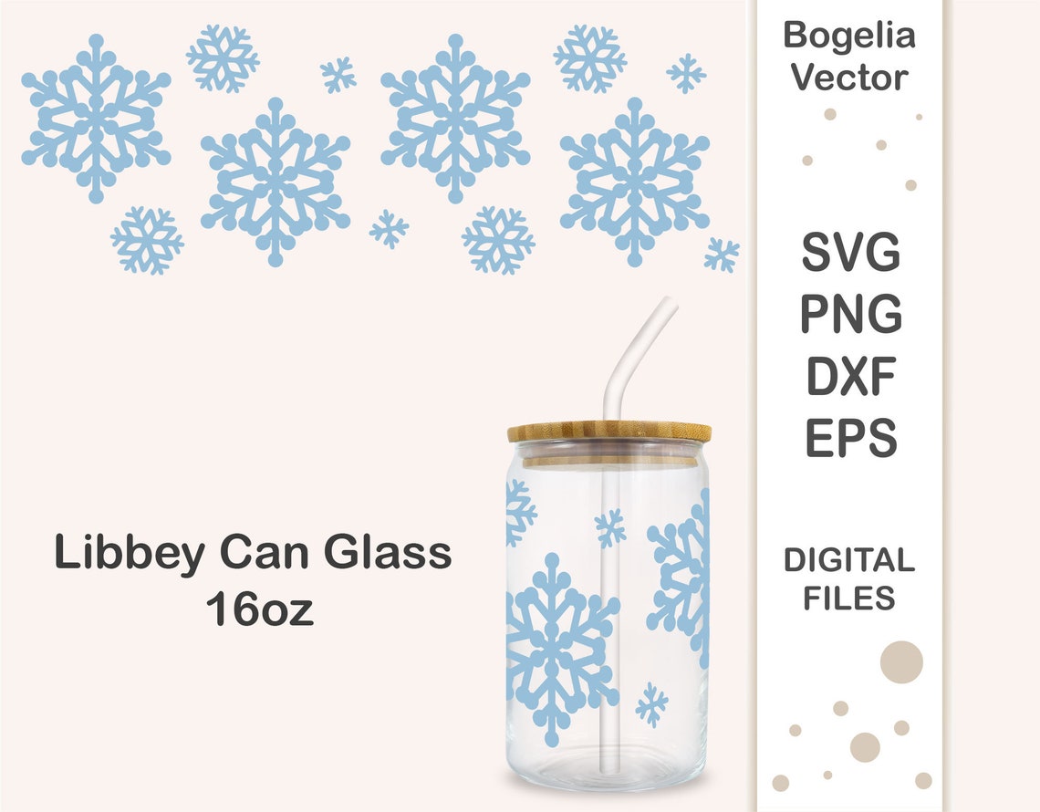 Snowflake Wrap for Libbey Glass Can 16oz Svg Cut File - Etsy