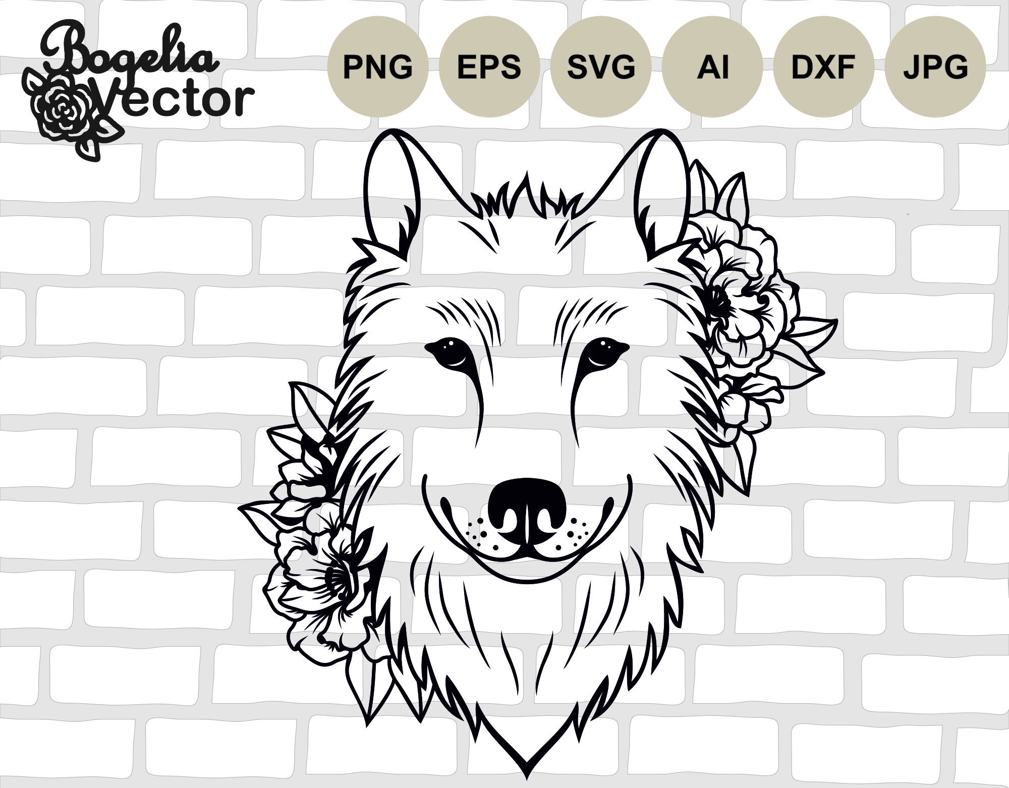 Floral Wolf Svg Wolf Cut File Wolf With Flowers Svg Animals - Etsy