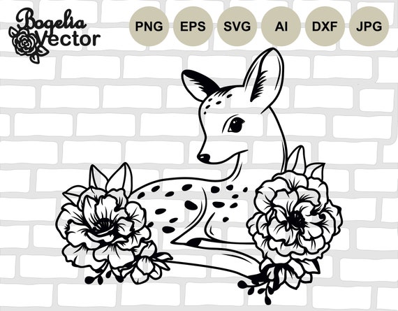 Deer Svg File Deer Cut File Floral Deer Svg Baby Deer With | Etsy