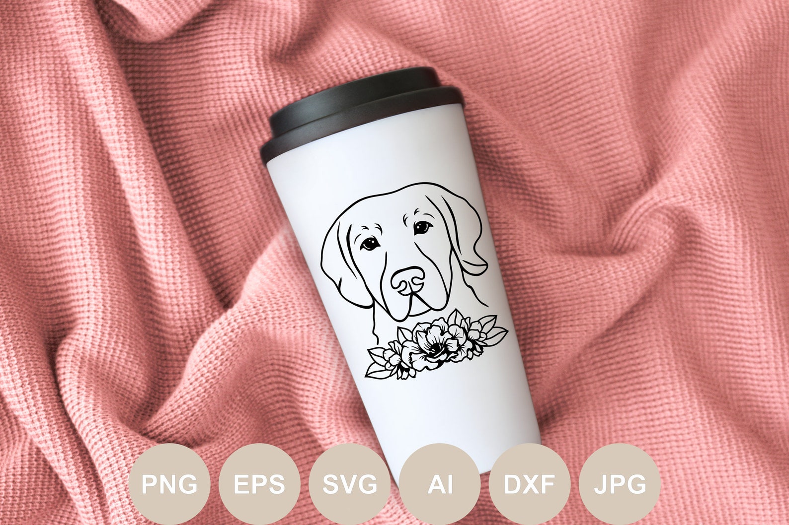 Dog Svg, Dog With Flowers Svg, Labrador With Flowers Svg, Dog Cut File ...