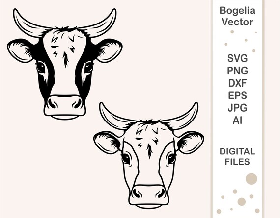 Cow Svg Cow Cut File Farm Animal Svg Cow Head Svg - Etsy