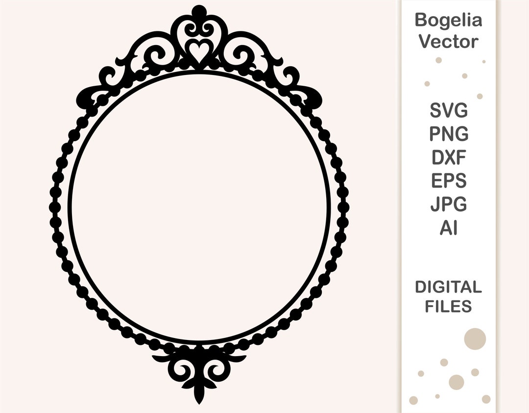 Circle Frame Svg File, Frame Cut File, Ornate Decorative Frame Svg File ...