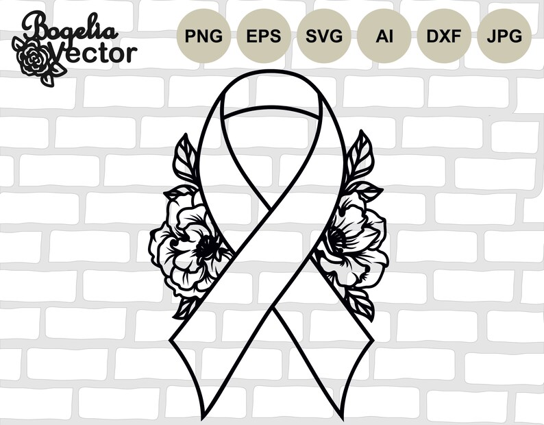 Awareness Ribbon Svg File Awareness Ribbon Cut File Floral - Etsy