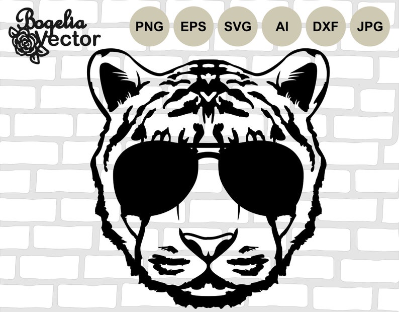 Tiger With Glasses Svg Tiger Svg File Tiger Cut File Animal - Etsy