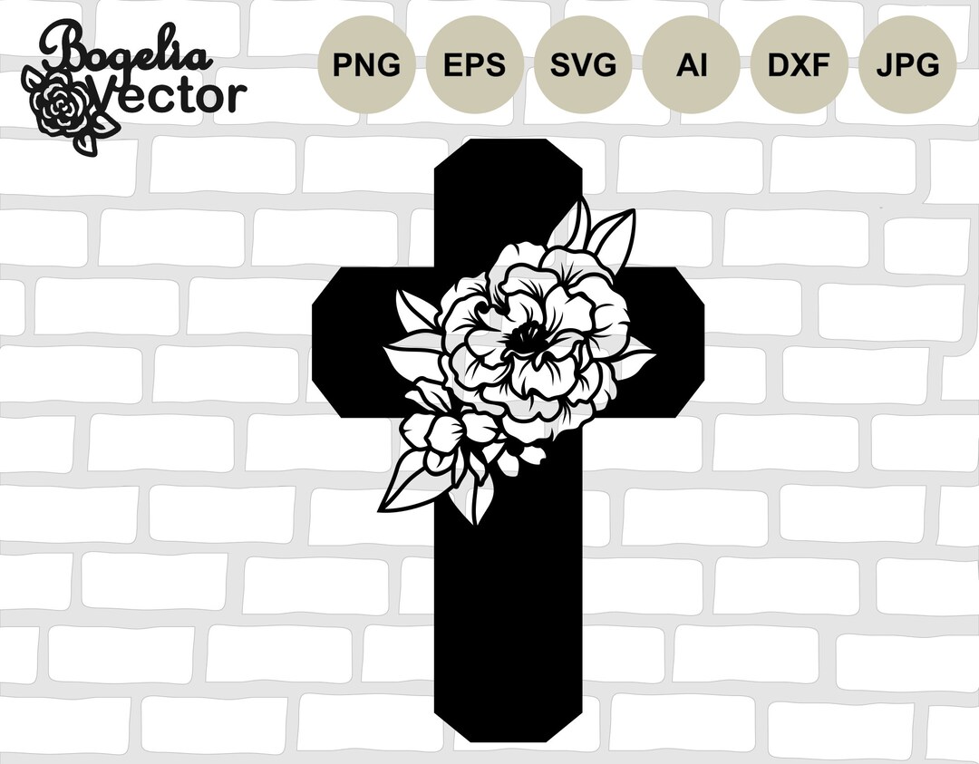 Cross With Flowers Svg Floral Cross Cut File Easter Svg - Etsy