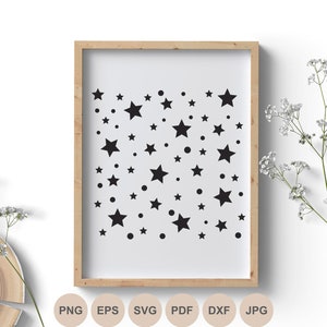 Stars Svg, Cut File, Stencil Template Svg, Dxf, Galaxy Stars Svg, Night ...