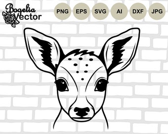 Deer Svg Deer Face Cut File Cute Baby Deer Baby Animal - Etsy