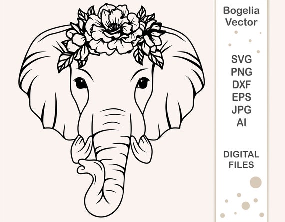Floral Elephant Svg Elephant Cut File Wild Animal Svg - Etsy