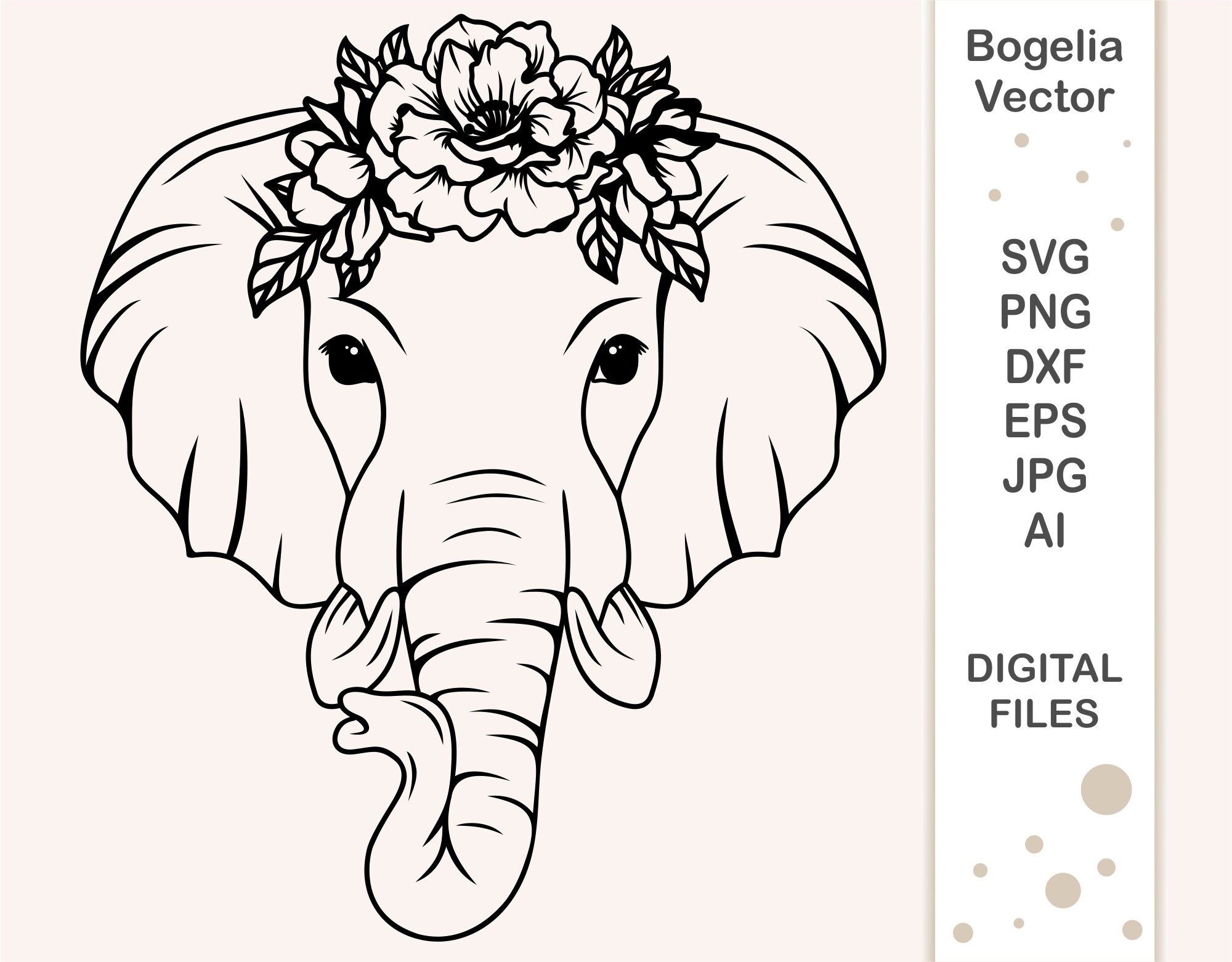 Floral Elephant Svg Elephant Cut File Wild Animal Svg - Etsy Canada