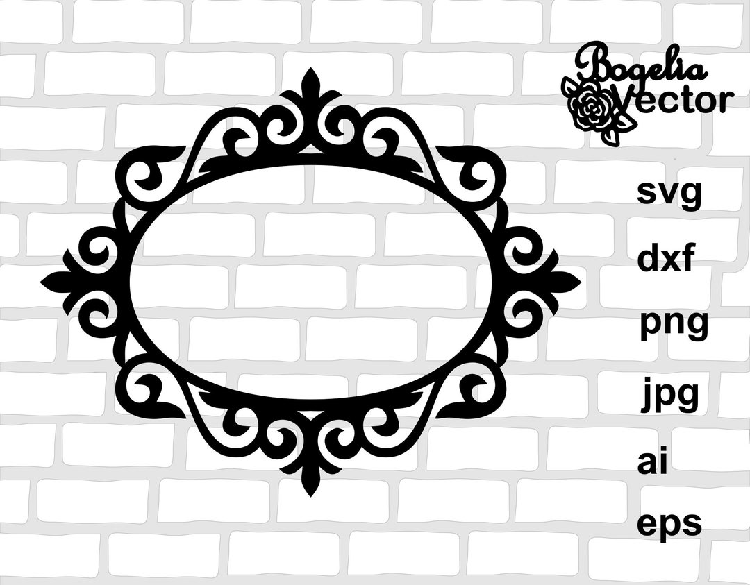 Oval Frame Svg, Frame Cut File, Oval Border, Monogram Wedding Frame Svg ...