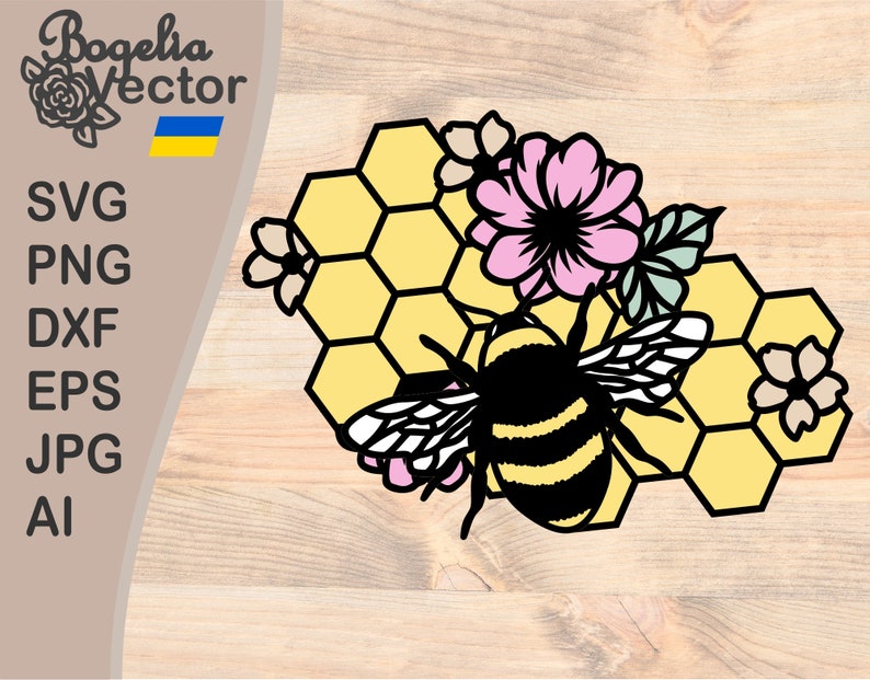 Layered Bee and Honey Comb Svg Cut Files Floral Bee Honey - Etsy