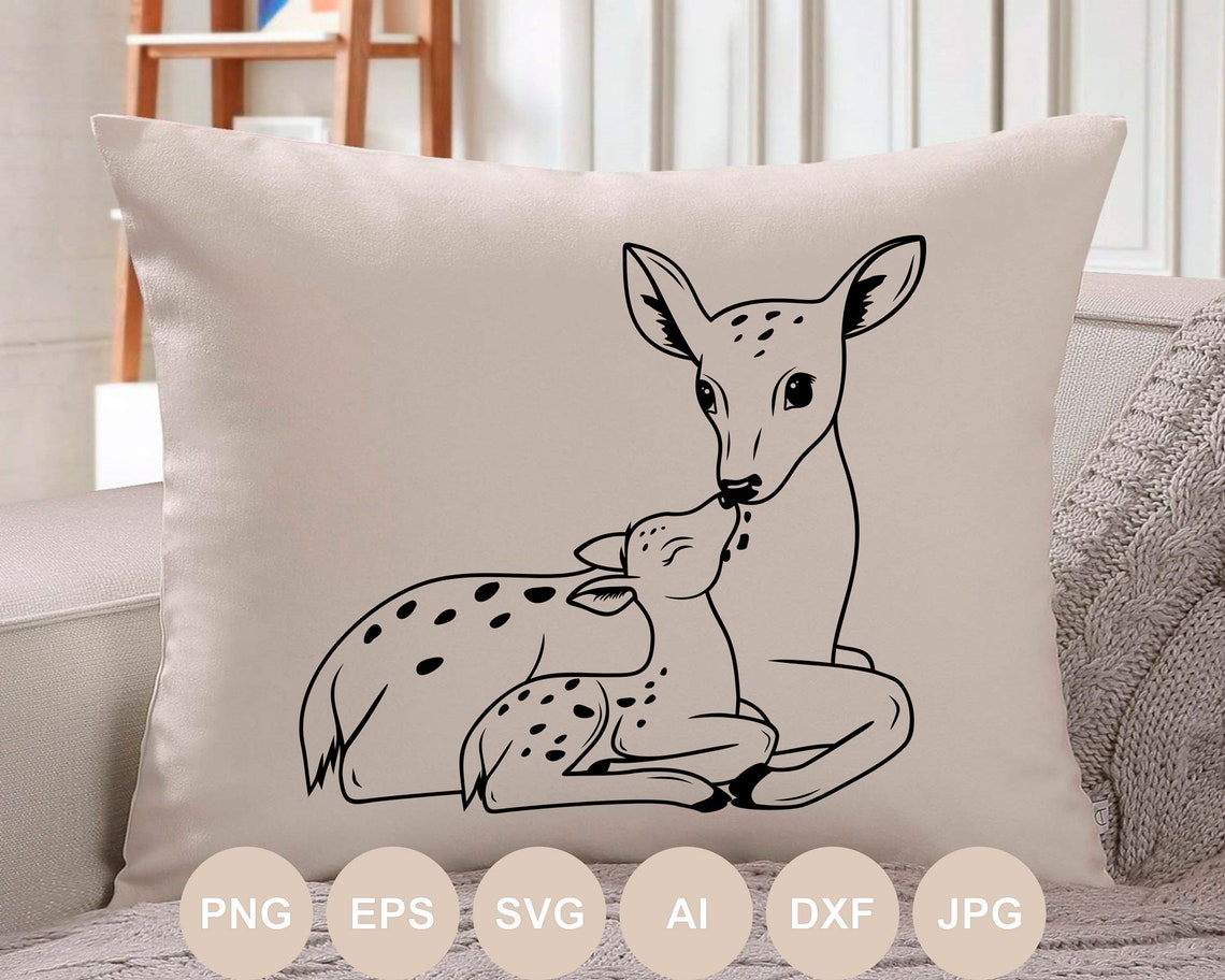 Mom and Baby Deer Svg Deer Cut File Family Deer Woodland | Etsy