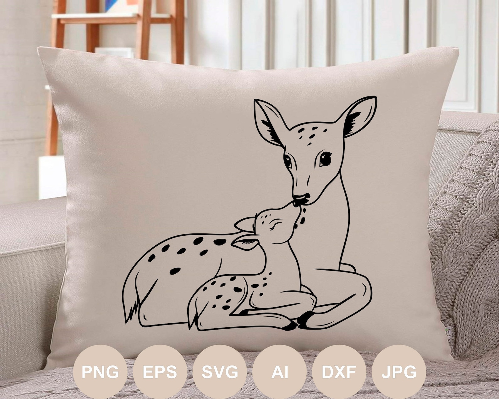 Mom and Baby Deer Svg Deer Cut File Family Deer Woodland | Etsy