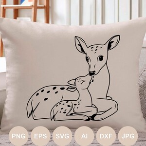 Mom and Baby Deer Svg, Deer Cut File, Family Deer, Woodland Animals ...
