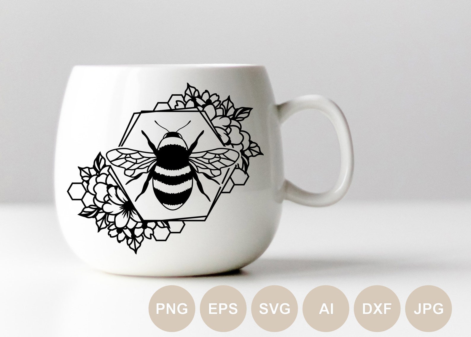 Bee Svg Bee Cut File Floral Bee Bee With Flowers | Etsy