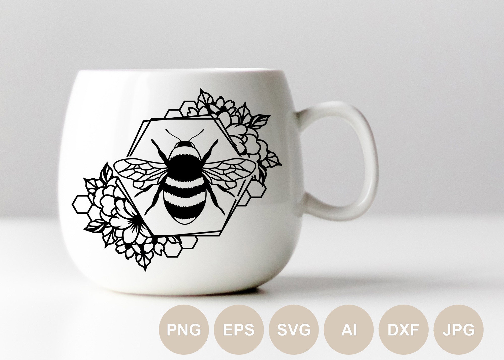 Bee Svg Bee Cut File Floral Bee Bee With Flowers - Etsy