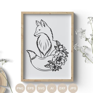 Fox Svg, Floral Fox Svg, Fox Cut File, Cute Animal Svg, Woodland ...
