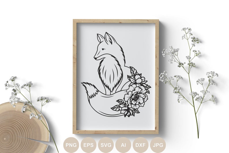 Fox Svg, Floral Fox Svg, Fox Cut File, Cute Animal Svg, Woodland ...