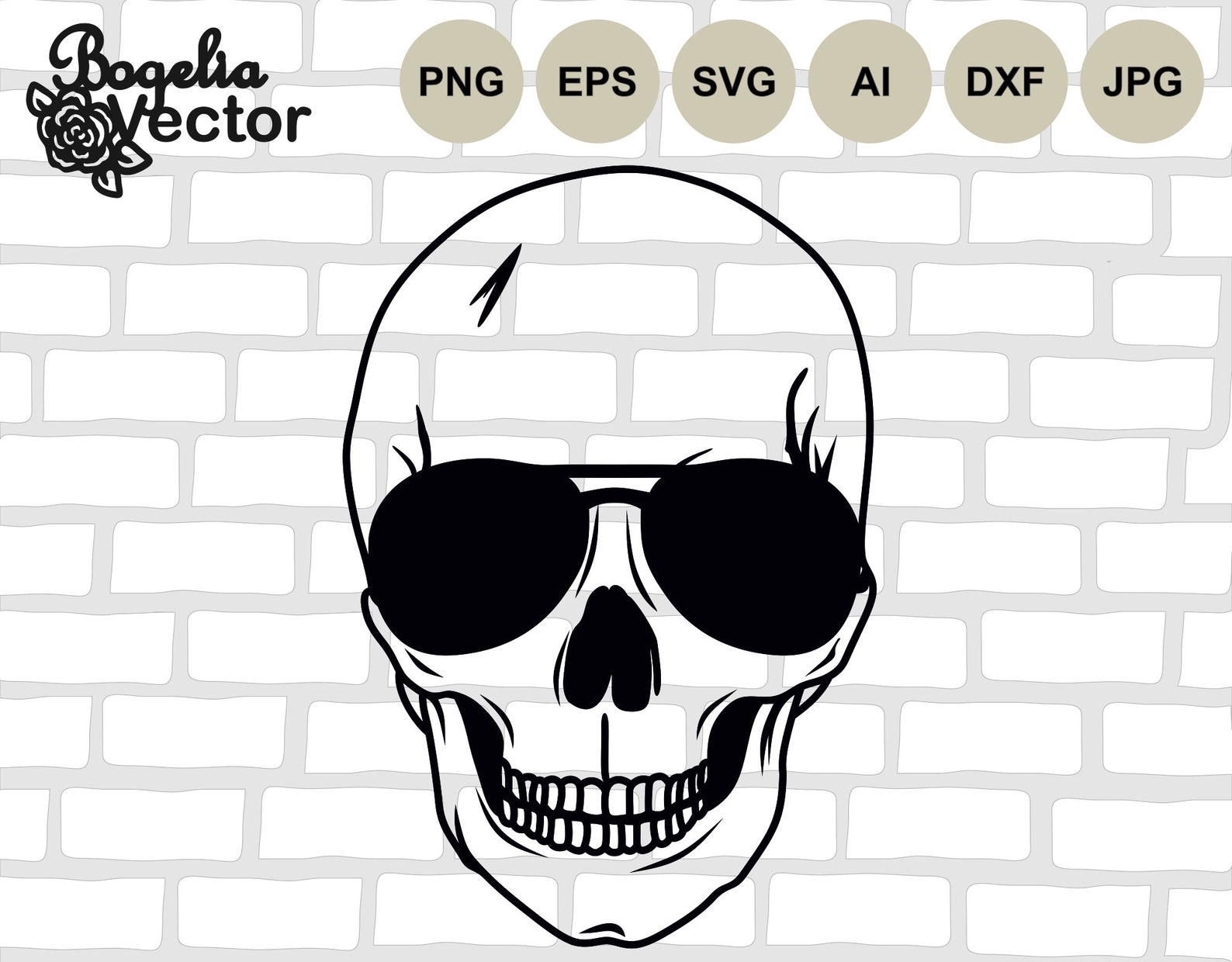 Skull Svg Skull Cut File Skull With Glasses Skeleton Svg - Etsy