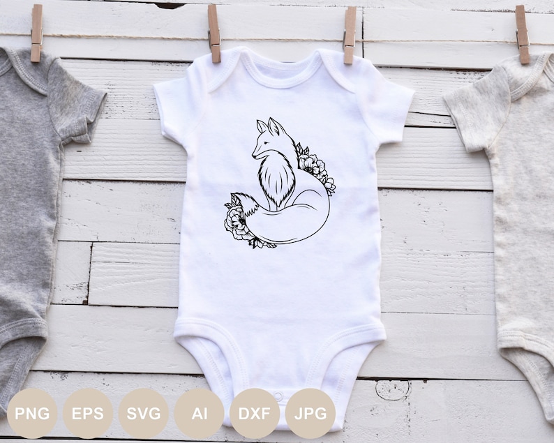 Floral Fox Svg Cut File Fox With Flowers Forest Animal Svg - Etsy