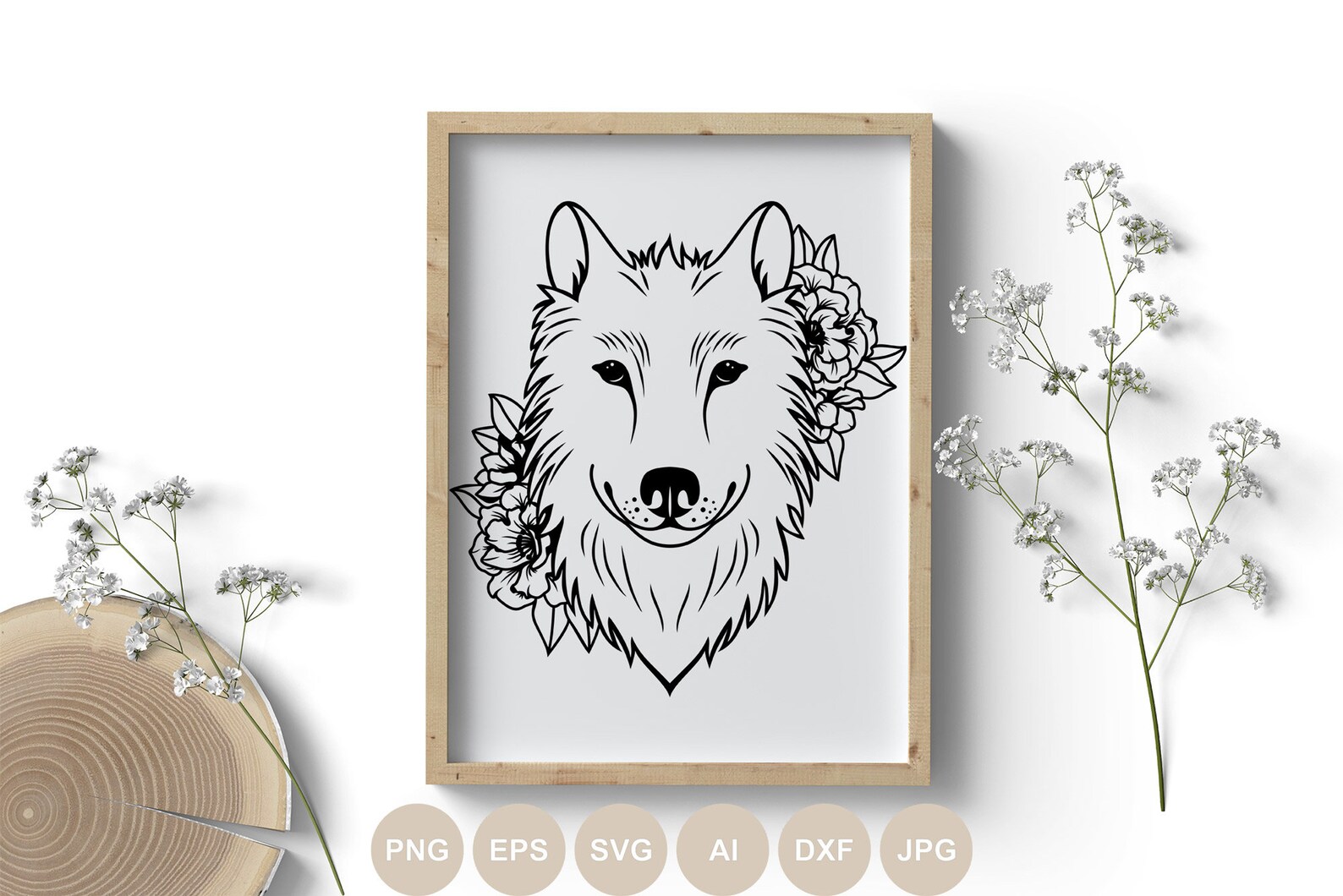 Floral Wolf Svg Wolf Cut File Wolf With Flowers Svg Animals - Etsy