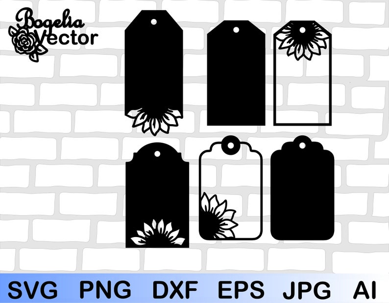 Gift Tag Svg File Sunflower Svg Floral Tags Cut File Flower - Etsy