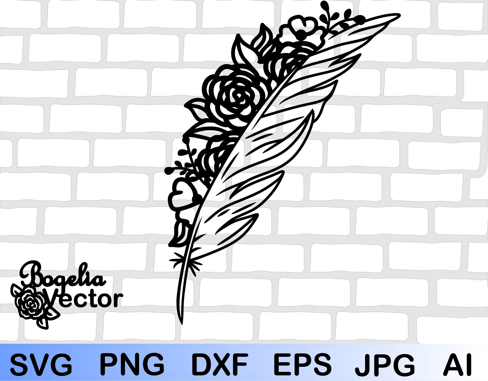 Feather Svg File Floral Feather Cut File Flowers Svg Bird - Etsy Canada