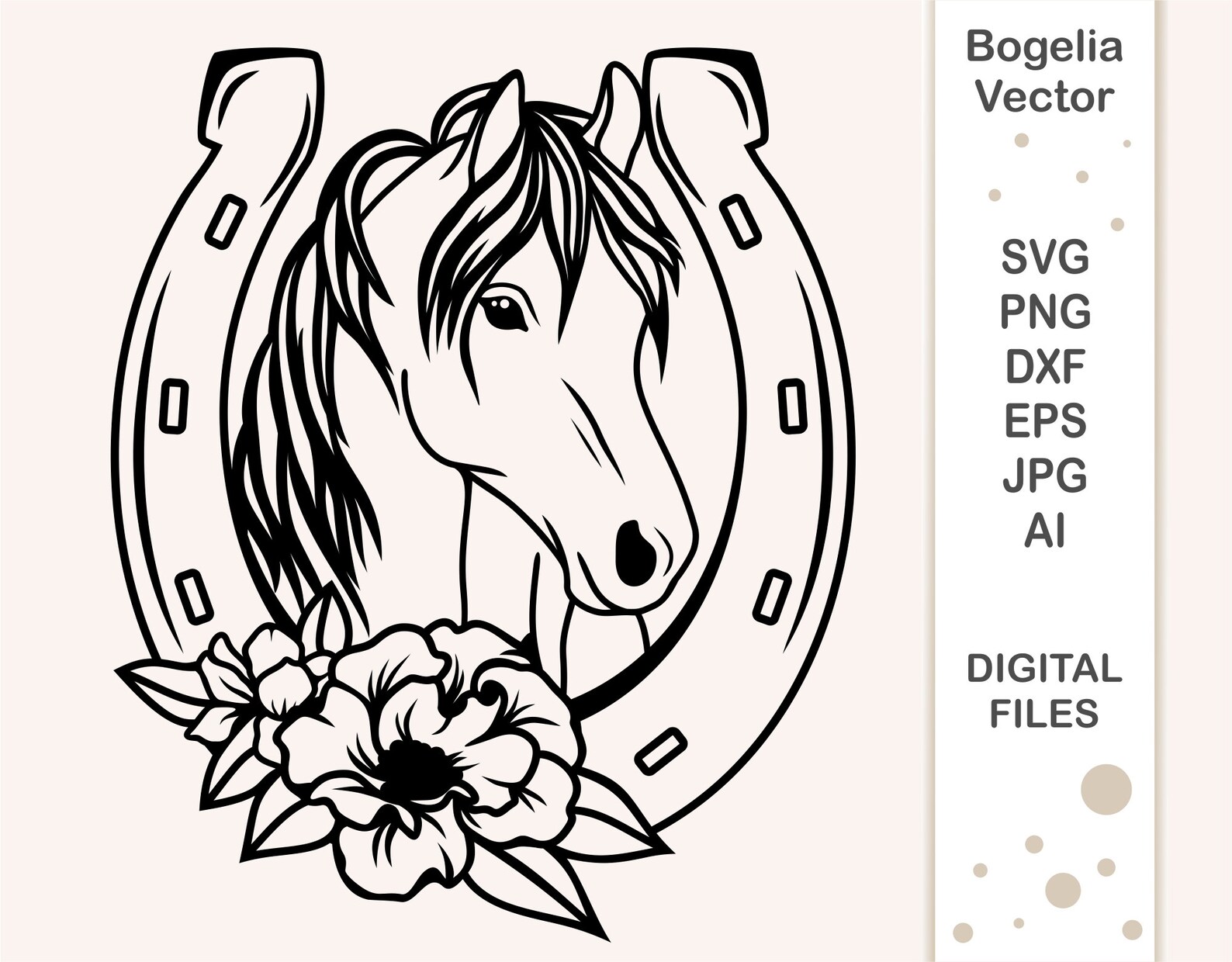 Floral Horseshoe SVG, Horse Head, Equestrian Cut File (digital Download ...