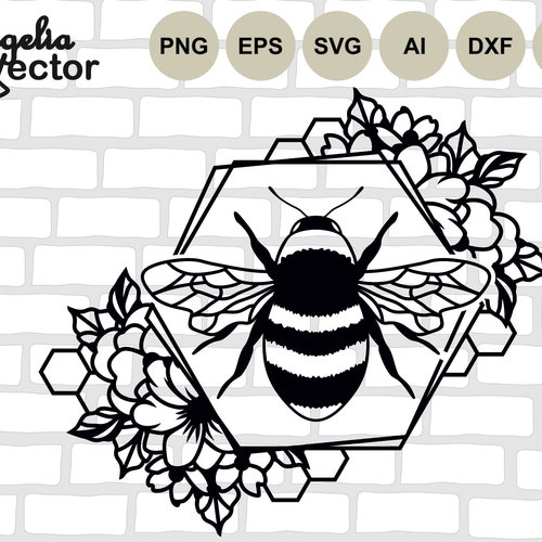 Bee Svg File Cut File Floral Bee Honey Svg Honeycomb Png - Etsy