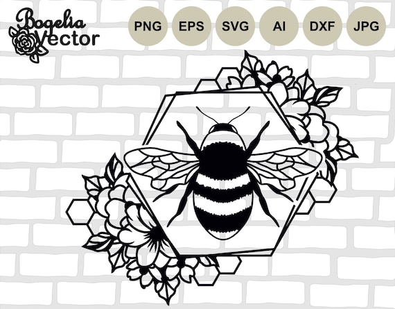 Bee Svg Bee Cut File Floral Bee Bee With Flowers | Etsy