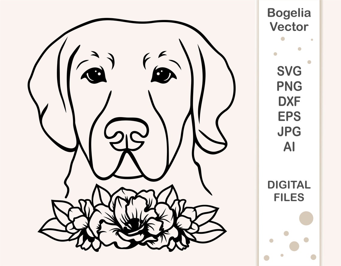 Dog Svg, Dog With Flowers Svg, Labrador With Flowers Svg, Dog Cut File ...